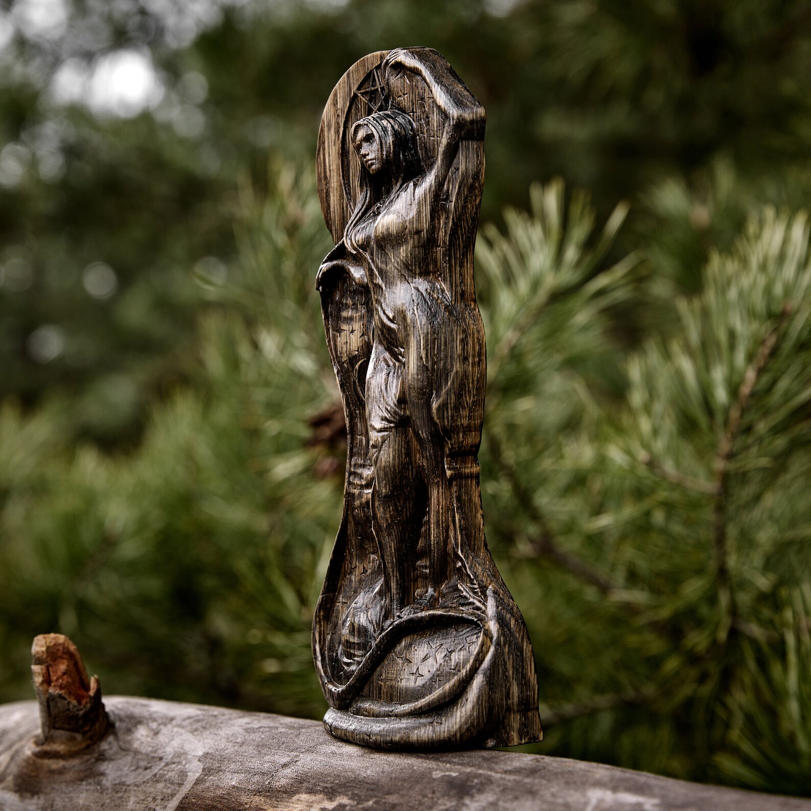 Moon Goddess, Selene Goddess, Wiccan Statue Oak Wood Sculpture - Etsy