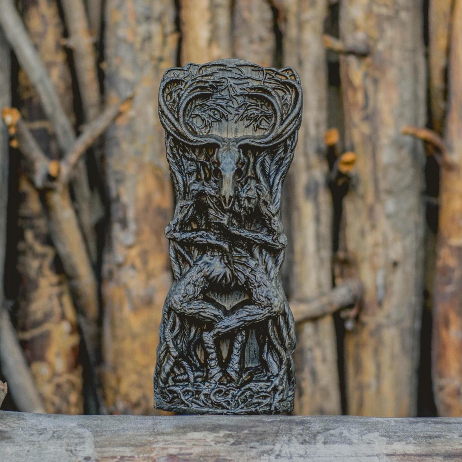 Hand-carved Oak Wendigo Statue: Dark Pagan Altar Decor - Etsy
