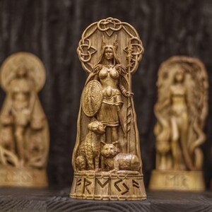 Hand-carved Freya Goddess Statue | Norse Pagan Altar Decor, Viking ...
