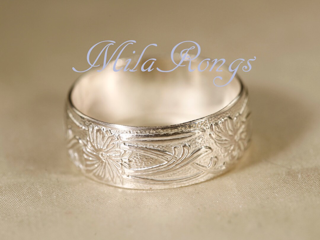 102107 Sterling Silver Texture Ring, 7.7mm - Etsy