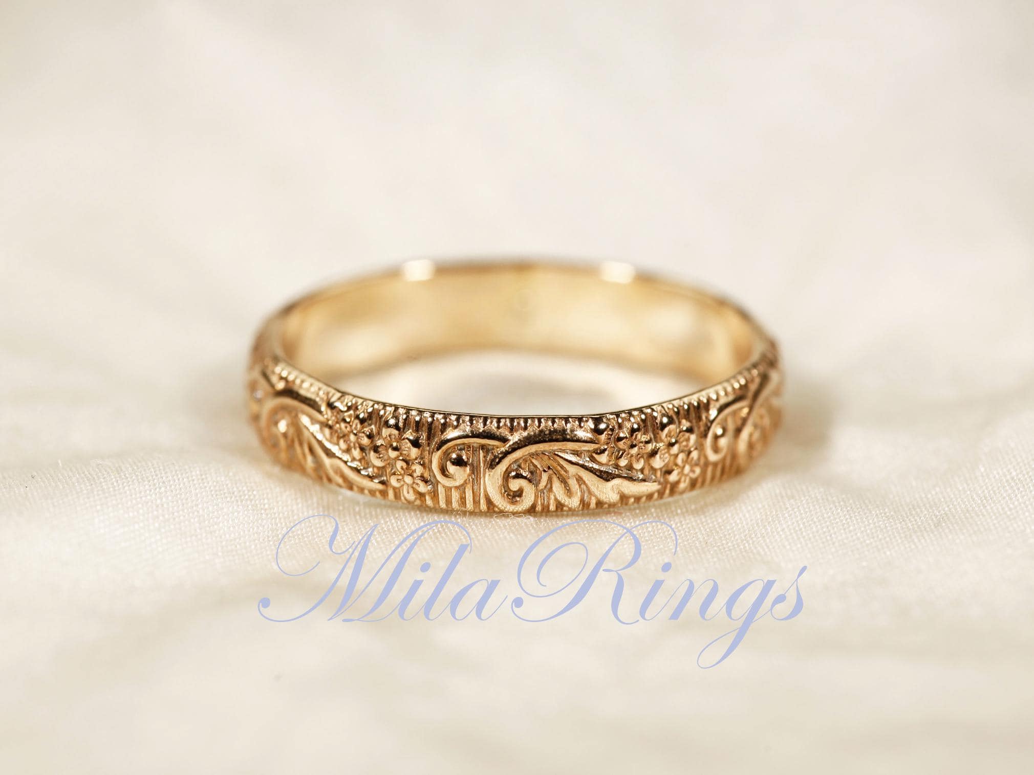 14k Gold Filled Texture Ring 3.8mm Width ZP-166 - Etsy