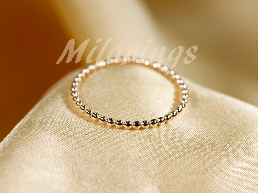 1.5 Mm Full-bead Ring, 14K Gold Filled Stackable Bead Ring. - Etsy