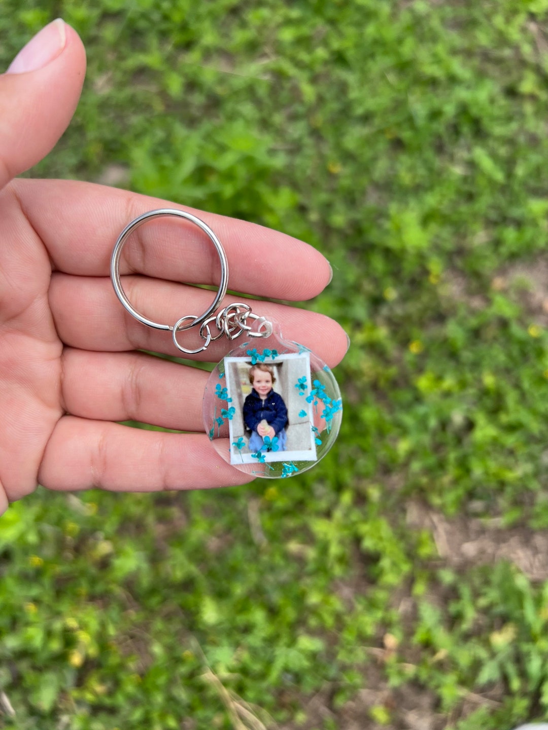 Personalized Photo Keychain -customize W/your Photo, Resin Photo ...