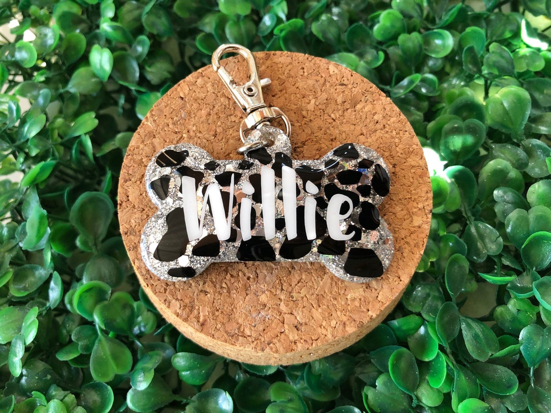 Cow Print Custom Dog Tag, Pet ID, Personalized Dog Tag, Glitter Dog Tag ...