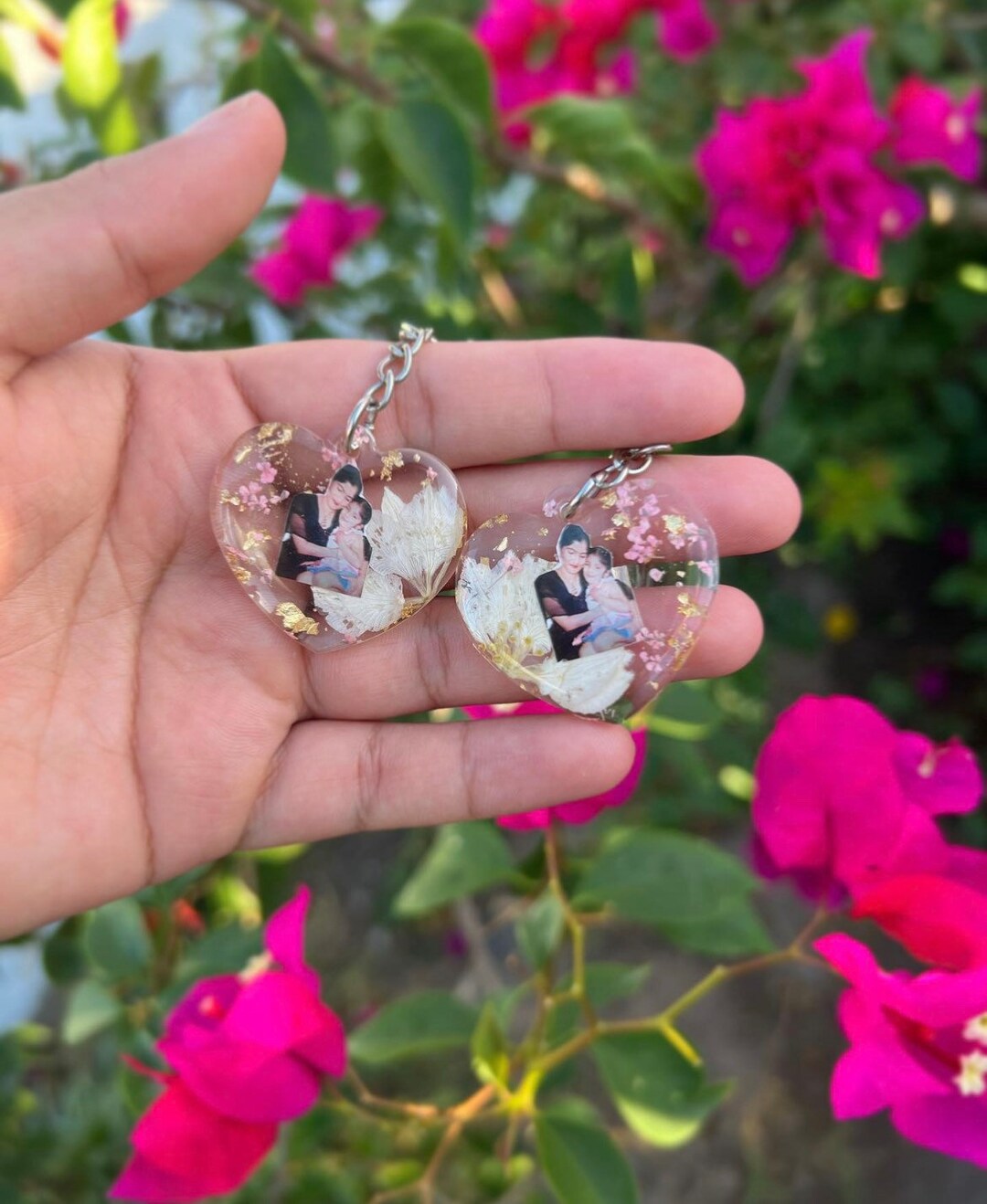 Heart Keychain, Personalized Photo Keychain, Resin Photo Keychain ...