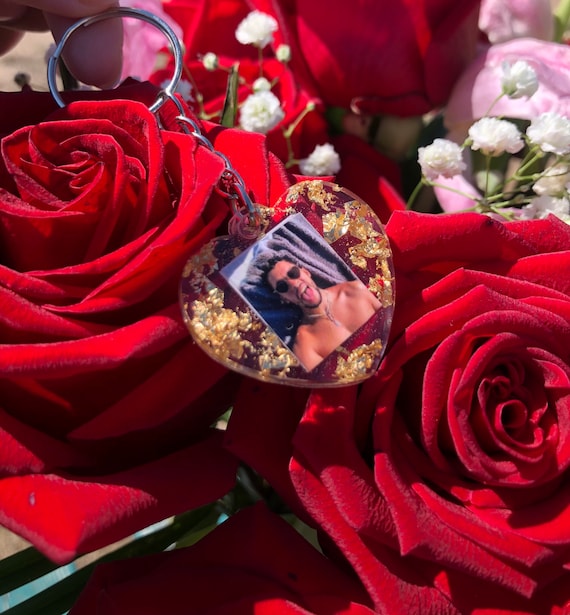 Bad Bunny Heart Keychain and Bad Bunny Sticker Heart Resin | Etsy