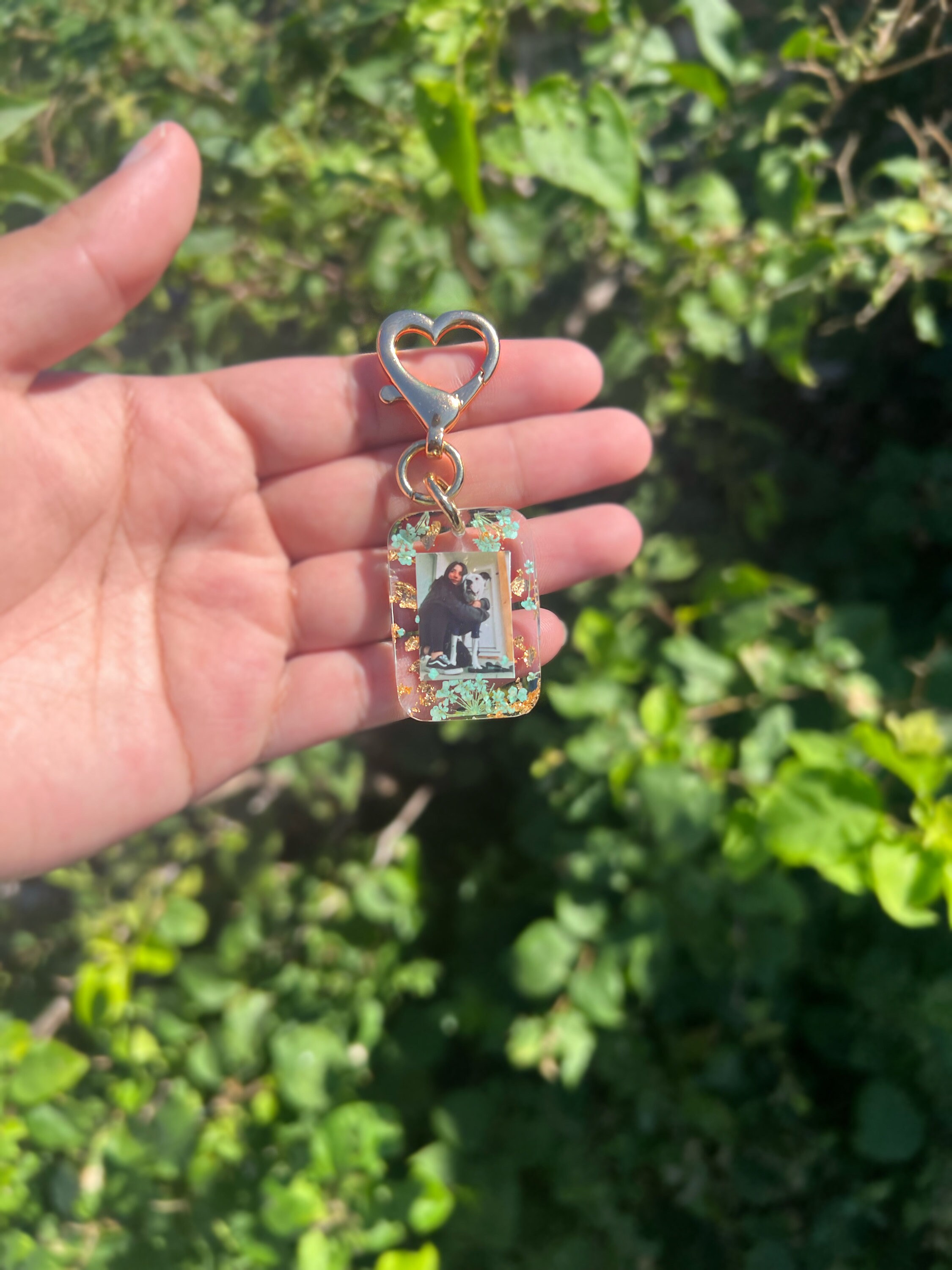 Personalized Photo Gold Keychain -customize W/your Photo, Resin Photo ...