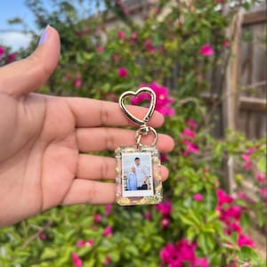 Personalized Photo Gold Keychain -customize W/your Photo, Resin Photo ...