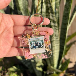 Personalized Photo Gold Keychain -customize W/your Photo, Resin Photo ...