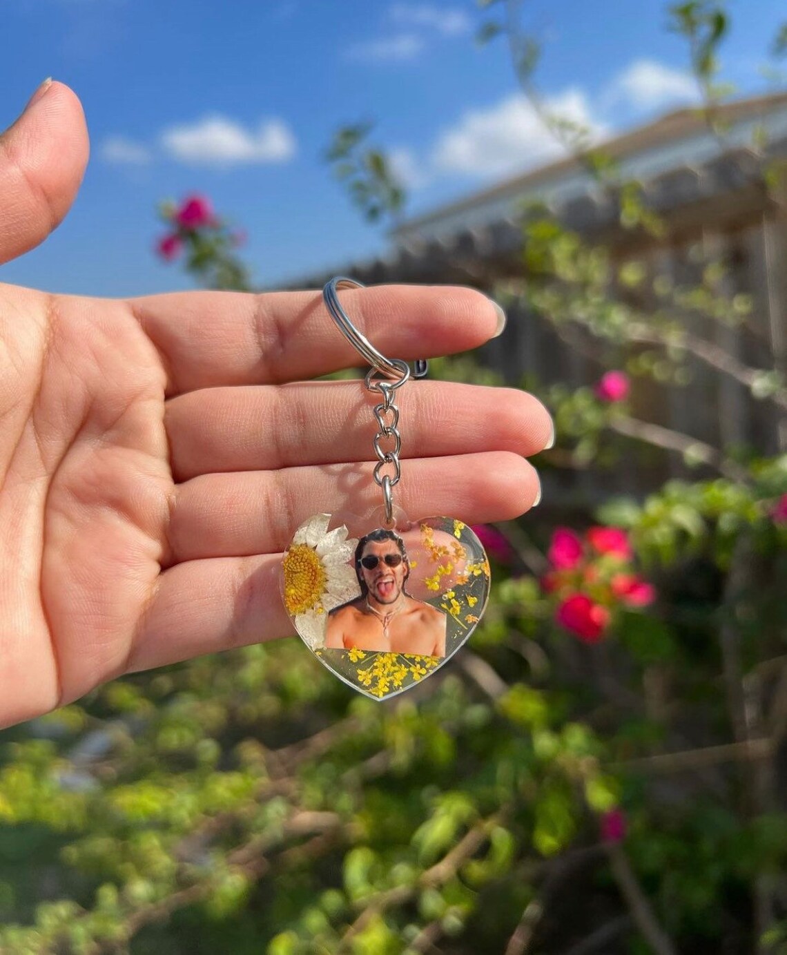 Heart Keychain Personalized Photo Keychain Resin Photo - Etsy