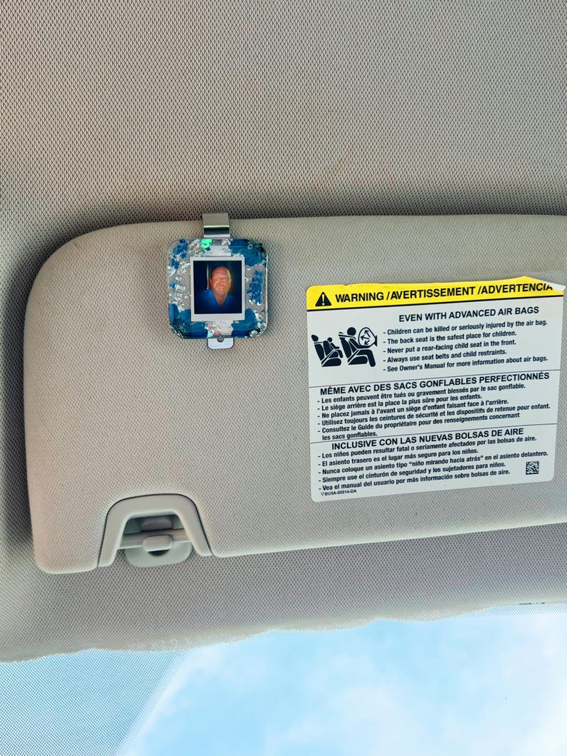 Personalized Photo Car Visor Clip, Resin Photo Car Accessory, Sun Visor ...