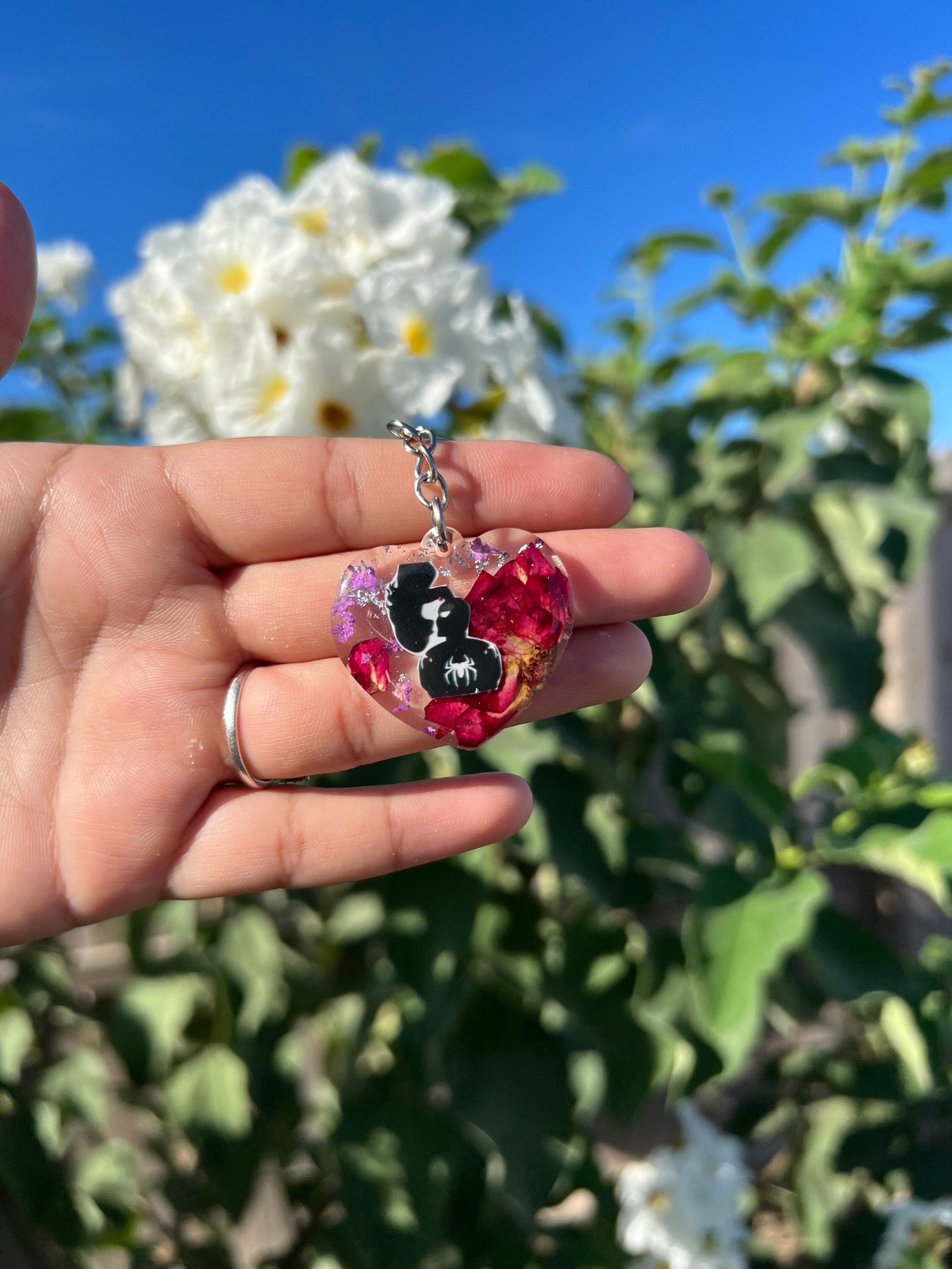 Heart Keychain Personalized Photo Keychain Resin Photo - Etsy