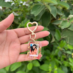 Personalized Photo Gold Keychain -customize W/your Photo, Resin Photo ...