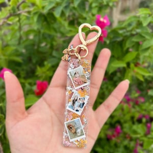 Personalized Photo Gold Keychain With Butterflycharm -customize W/your ...