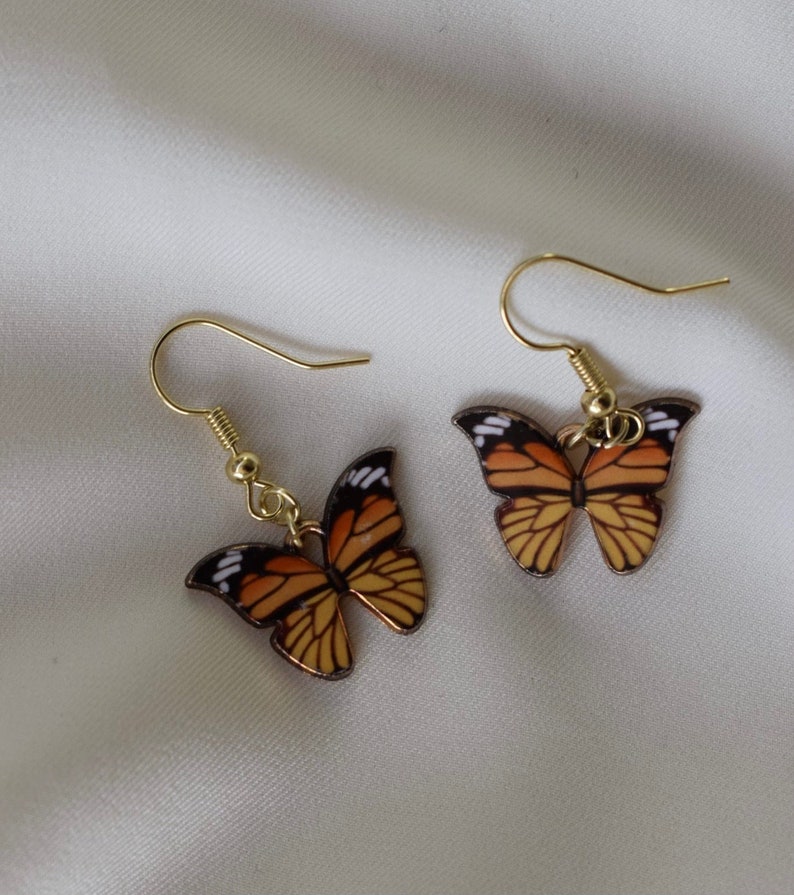 Monarch Butterfly Earrings, 14k Gold Plated Hooks, for Her, Nature ...