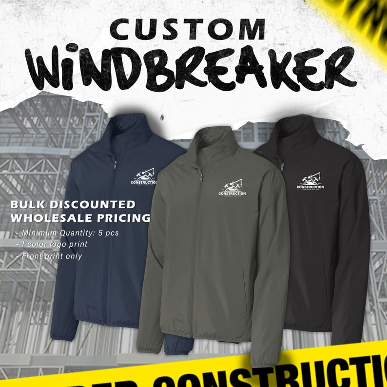 BULK WHOLESALE Custom Printed Windbreakers | Personalized Jackets ...