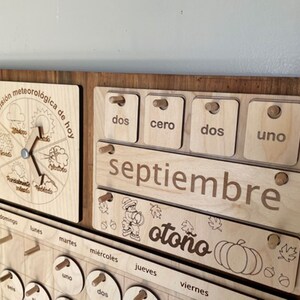 16" X 24" Spanish Natural Wooden Calendar | Perpetual Calendar | Home ...