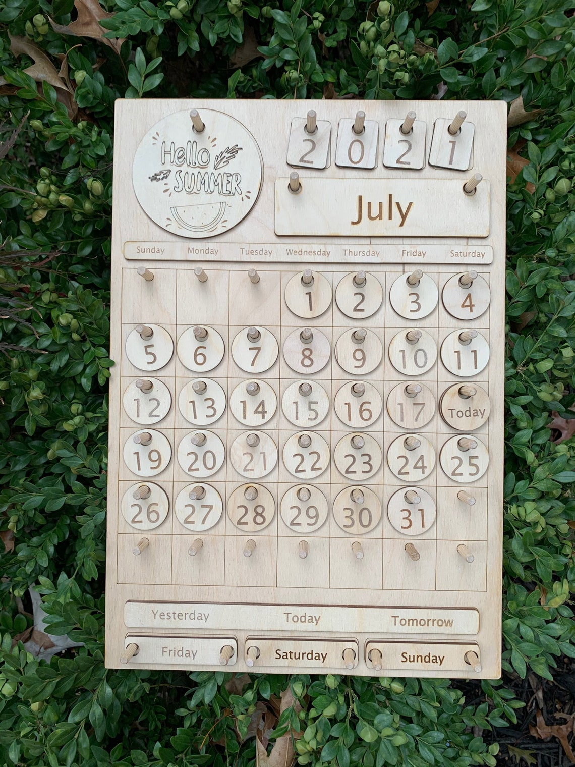 Calendario de madera / Calendario perpetuo / Calendario natural para el ...