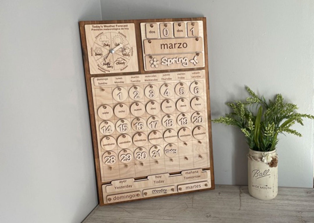 16" X 24" Bilingual Spanish-english | Perpetual Calendar | Home ...