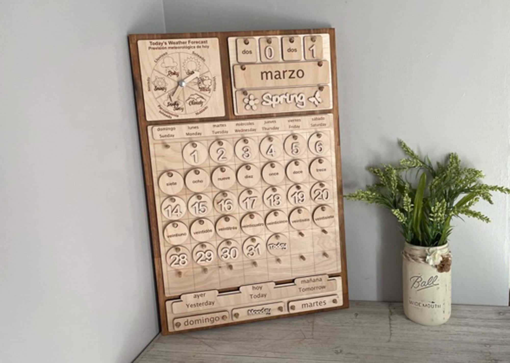 16" X 24" Bilingual Spanish-english | Perpetual Calendar | Home ...