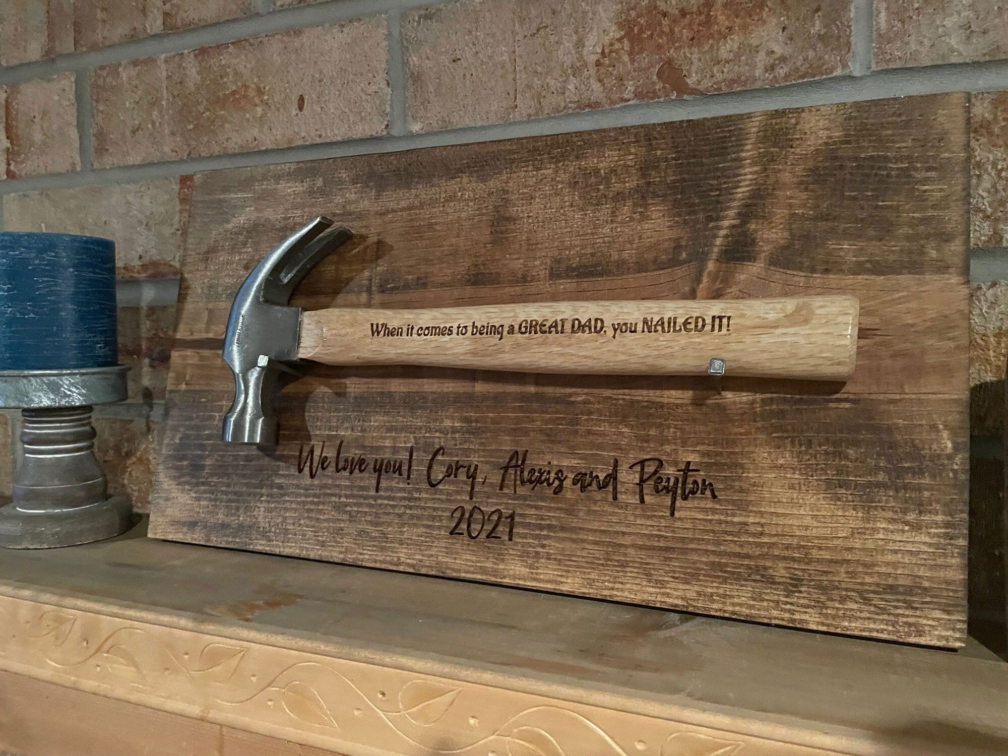 Personalized Engraved Hammer on Board With Horse Nails | Retirement ...