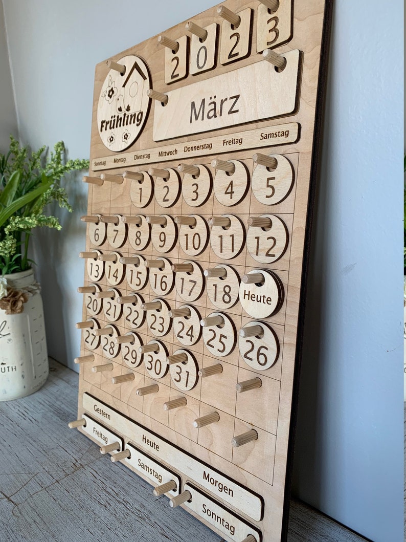German Wooden Calendar Perpetual Calendar Natural Home | Etsy