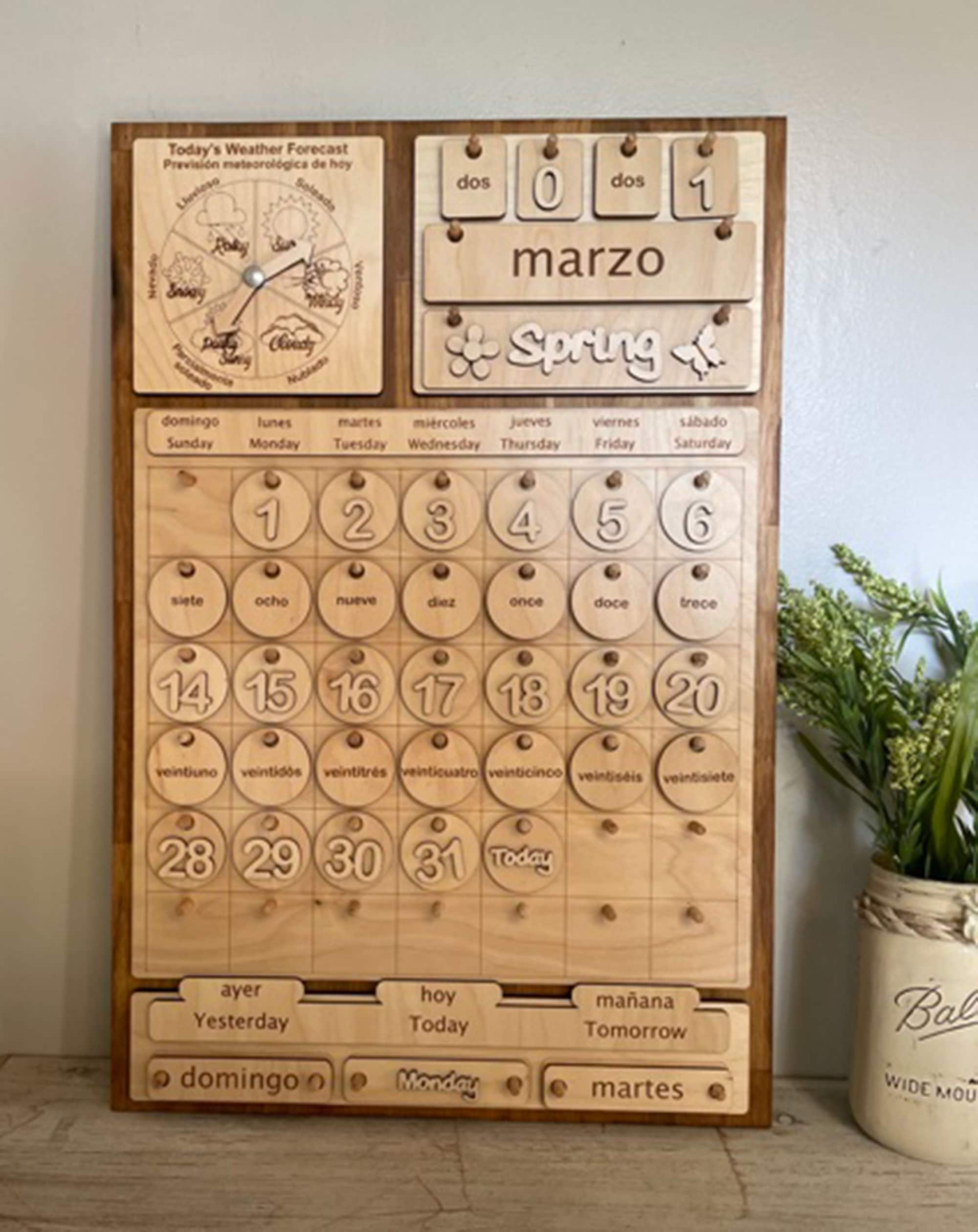 16" X 24" Bilingual Spanish-english | Perpetual Calendar | Home ...