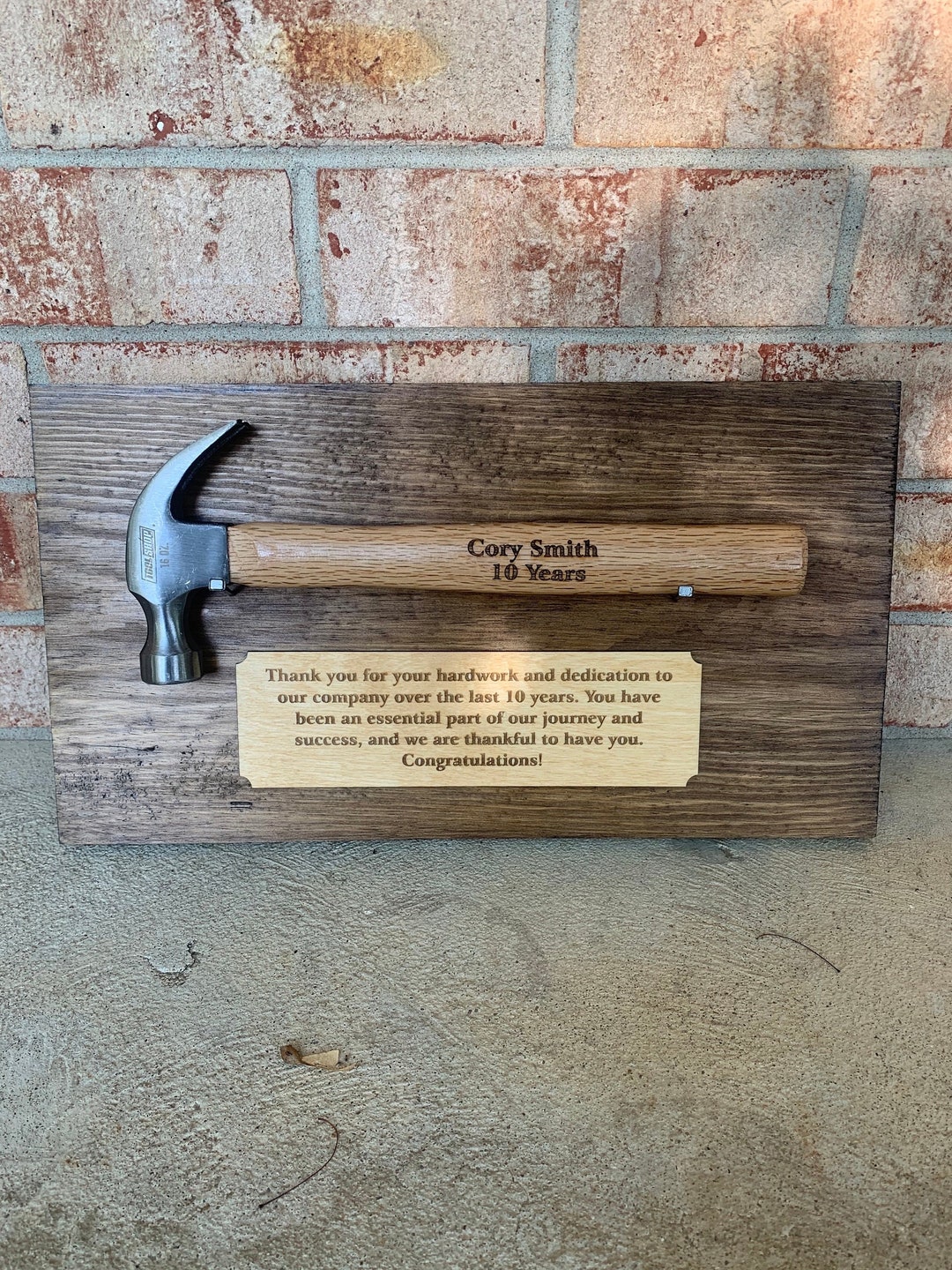 Personalized Engraved Award Hammer on Board With Horse Nails ...