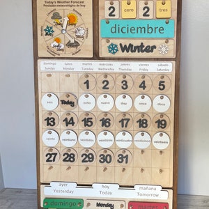 16" X 24" Bilingual Color Spanish-english | Perpetual Calendar | Home ...
