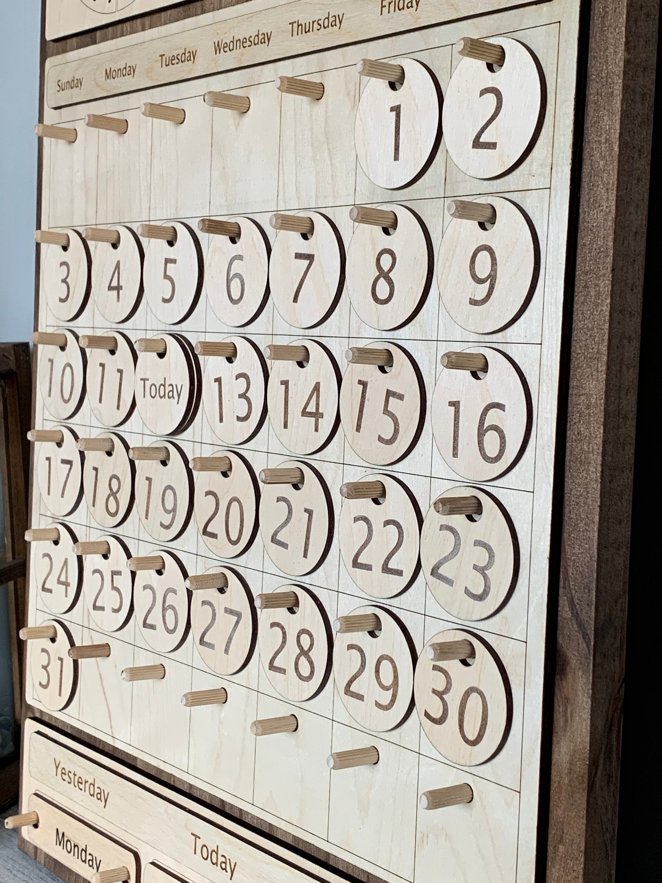 16 X 24 Natural Wooden Calendar Perpetual - Etsy Australia