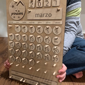 Spanish Natural Wooden Calendar | Perpetual Calendar | Home Calendar ...
