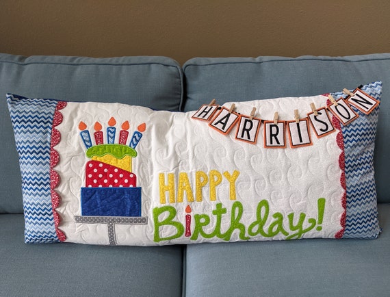 Happy Birthday Bench Pillow Cover: Handmade Decor Pillow | Etsy