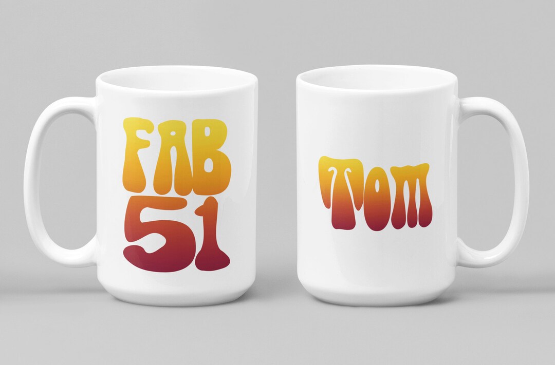 Fab 51 Personalized Mug Retro Groovy 51st Custom Coffee Cup Fun Bday ...
