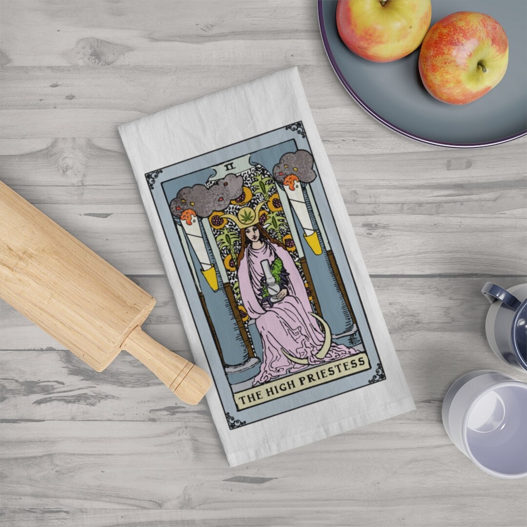 Funny Kitchen Towel High Priestess Tarot Tea Towel Stoner Kitchen Towel ...