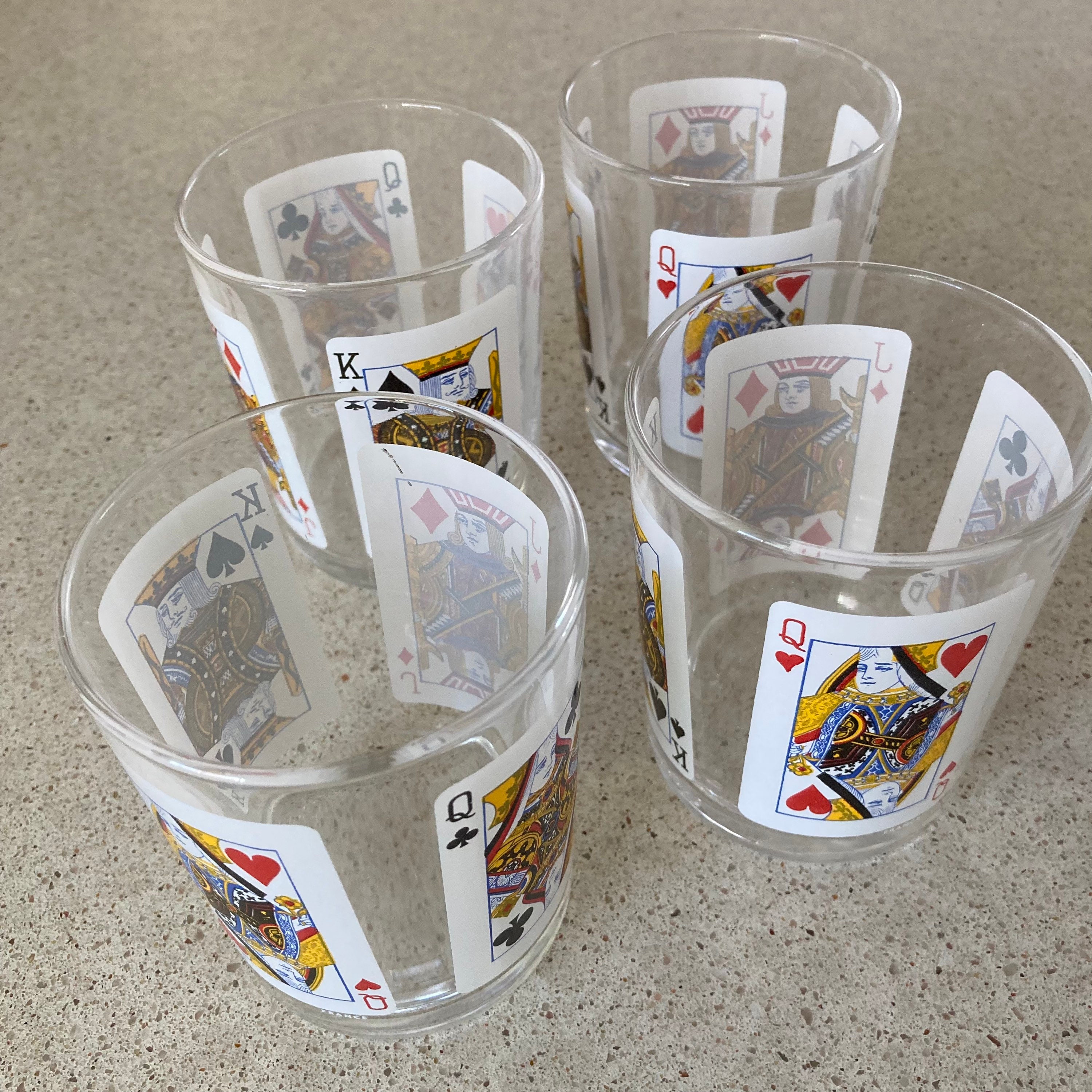 Vintage Arcoroc Playing Card Glasses set of 4 - Etsy