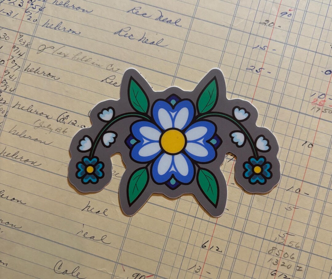 Native American Made Blue Cree Flower Vinyl Sticker - Etsy