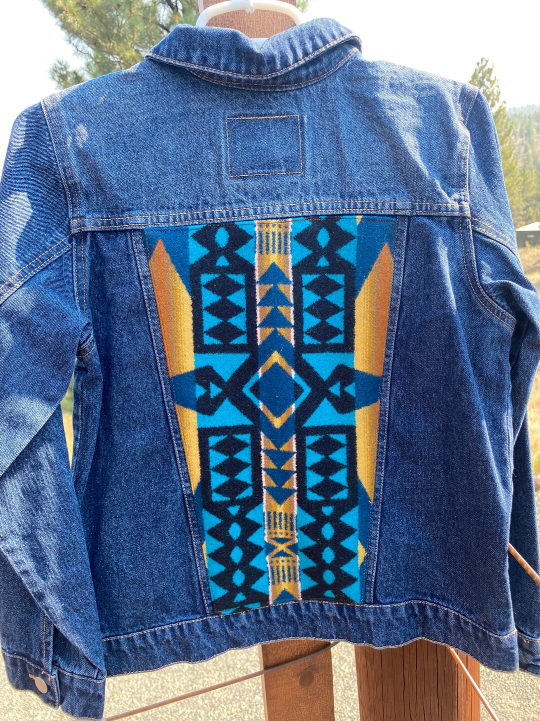 Native American Made Southwestern Wool Embellished Boy's Denim Jean ...