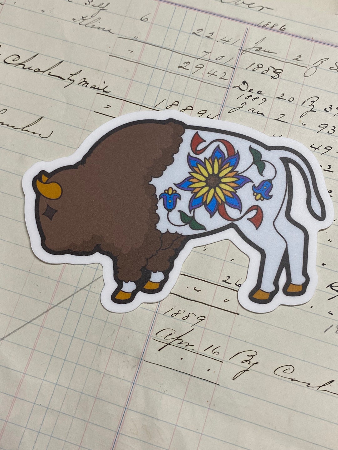 Native American Made Flower Buffalo Vinyl Sticker - Etsy