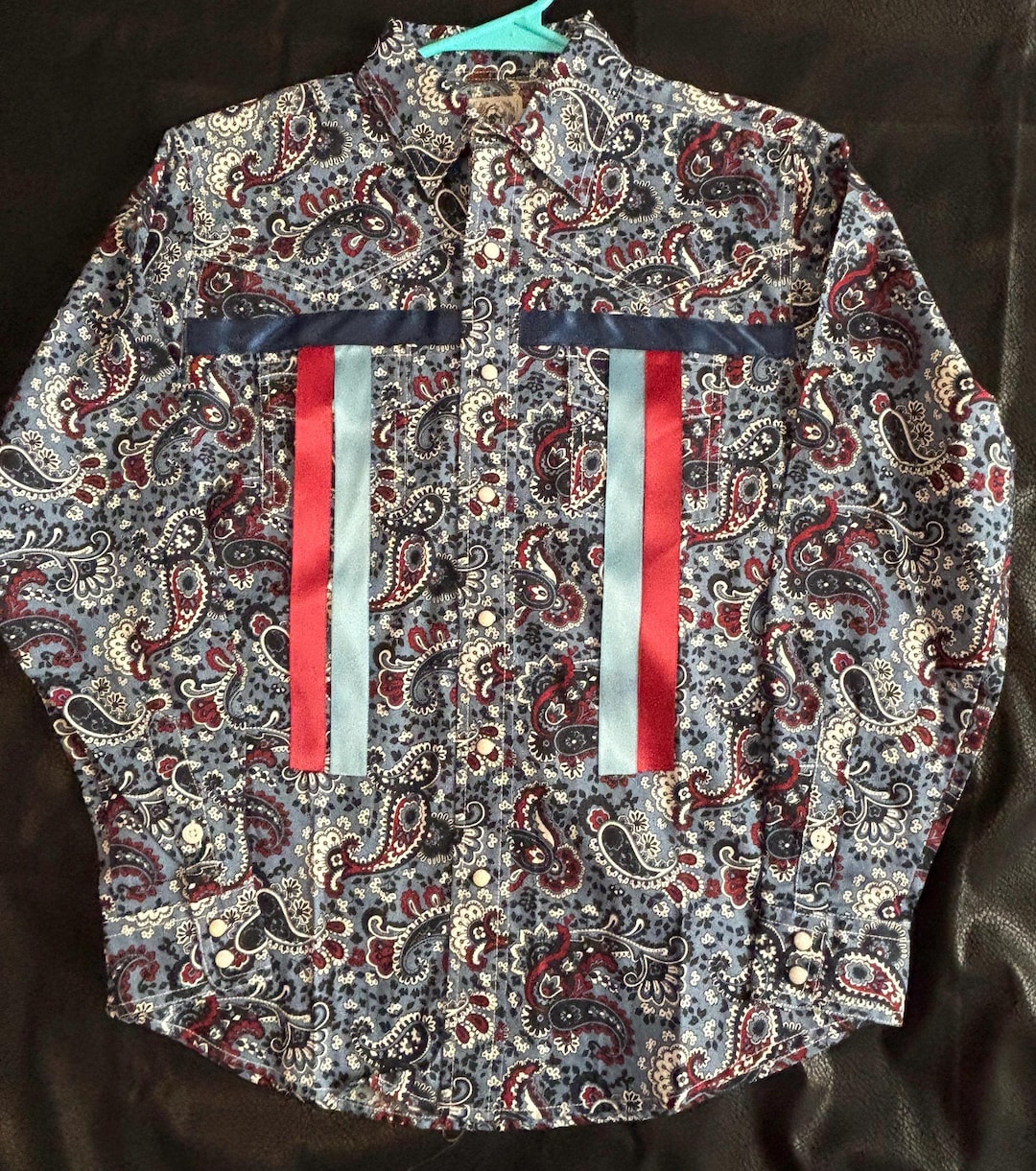 Native American Made Boy's Western Blue/maroon Paisley Print Long ...
