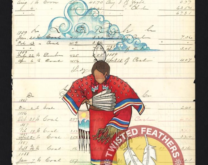 Native American Ledger Art Print: Elk Mountain Woman Southern Cloth ...