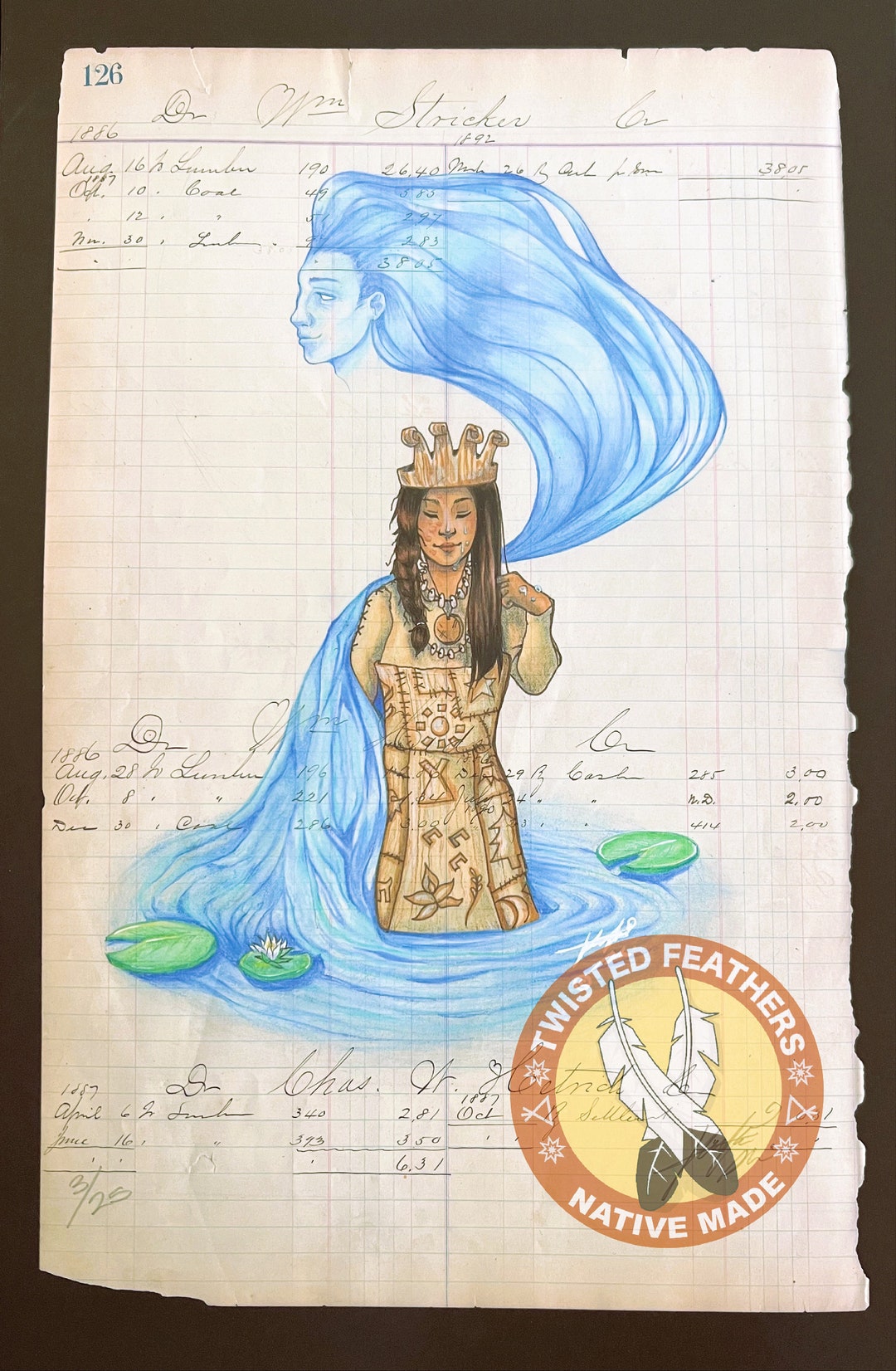 Scar Face Girl/native American Ledger Art Archival Print by Chippewa ...