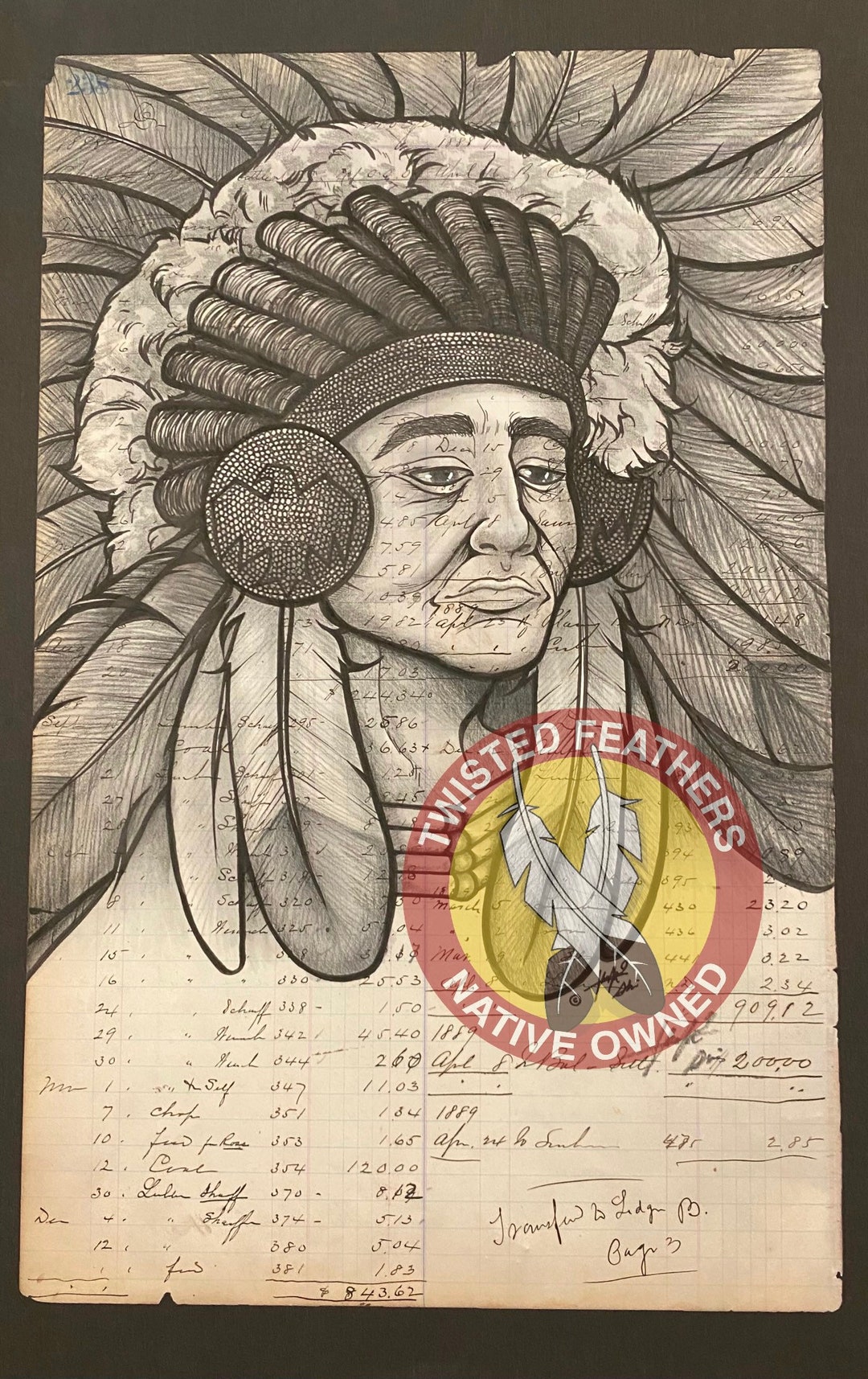 The Great One Native American Ledger Art Print: Chippewa Cree Artist ...
