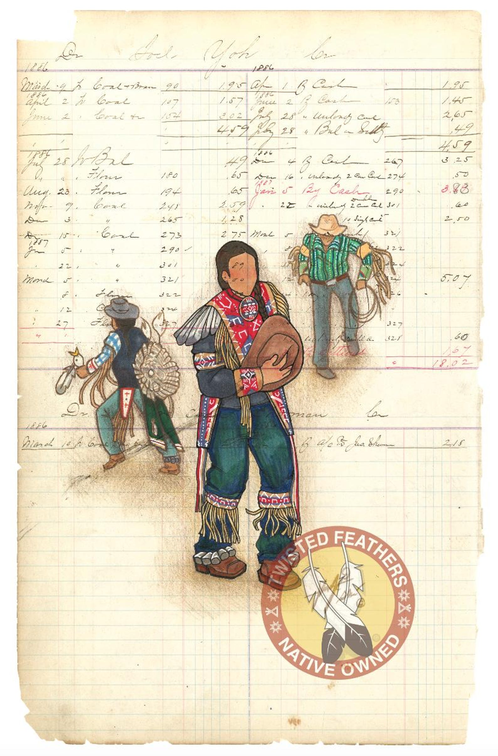 Boot Scootin' (dance Special/native American Ledger Art Archival Print ...