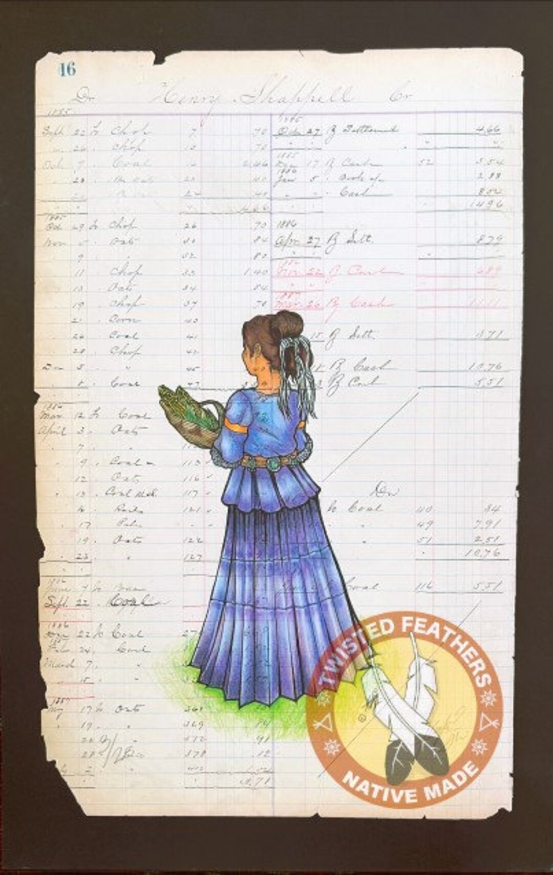 Corn Maiden/native American Ledger Art Archival Print by Chippewa Cree ...