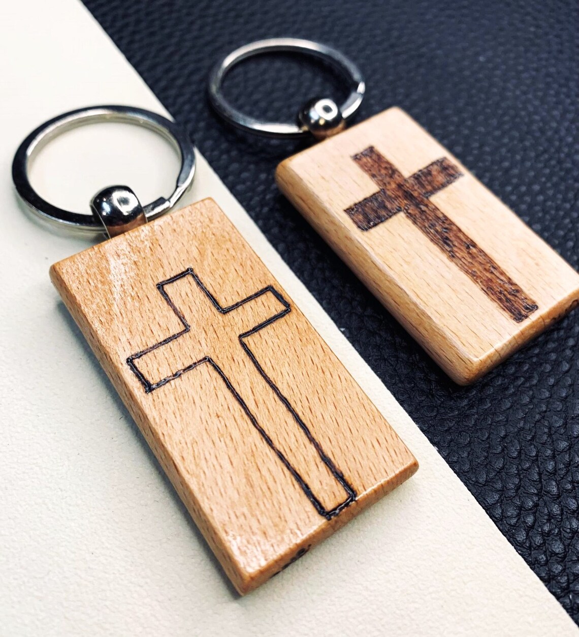 Wooden Cross Keychain - Elegant Religious Fashion Accessory - Etsy