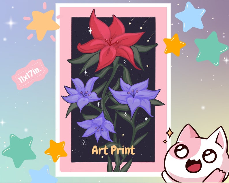 FFXIV Lilies Art Print | FFXIV Art | White Mage Art Poster | Final ...