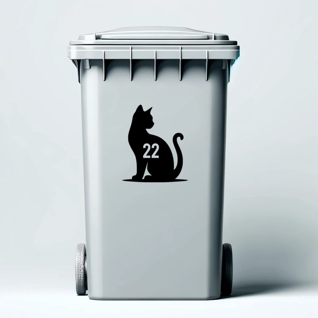 Personalised Cat Wheelie Bin Sticker With Custom House Number - Etsy UK
