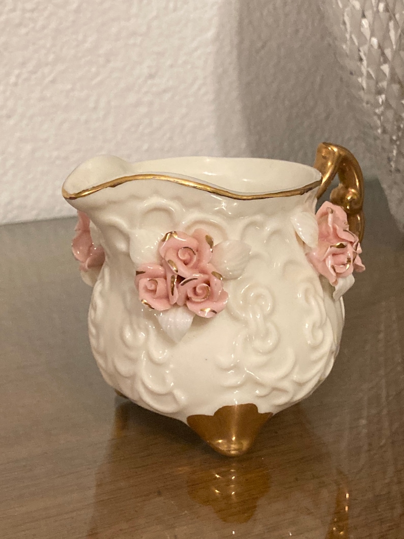 Precious Footed Hand Painted With Applied Roses Creamer - Etsy