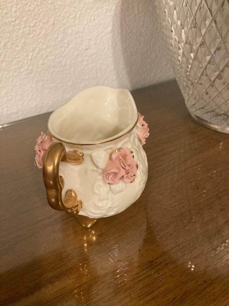 Precious Footed Hand Painted With Applied Roses Creamer - Etsy