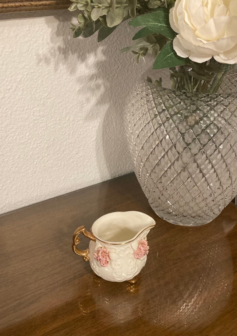 Precious Footed Hand Painted With Applied Roses Creamer - Etsy